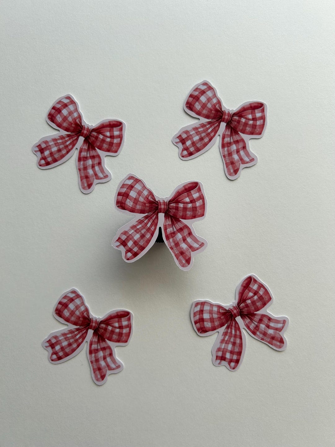 Red Bow Sticker | Gingham Bow | Cute Sticker - Etsy