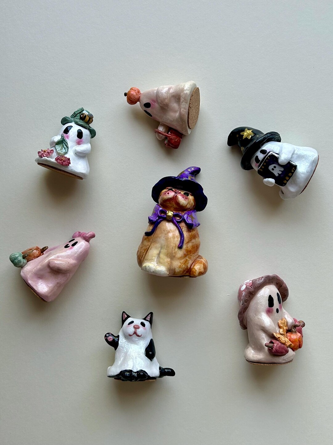 Mini Ghost Figures Handmade Clay Ghosts Autumn Home Decoration Cute ...