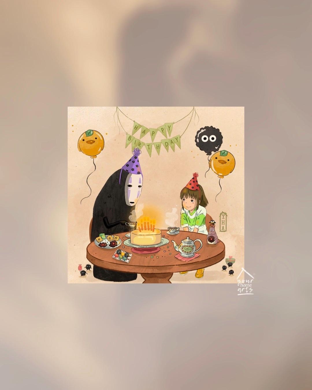 No-face Birthday Card | Birthday Greeting Card | Studio Ghibli Card ...