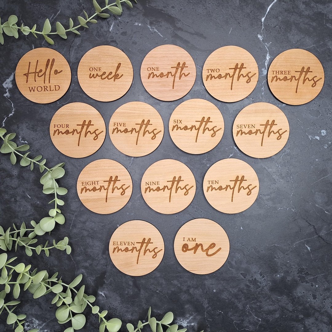 Baby Milestone Disc Set | Hello World Milestone Cards | Newborn Gift ...