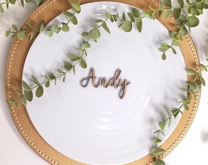 Personalised Wooden Name Table Place Settings | Wedding Plate Names ...