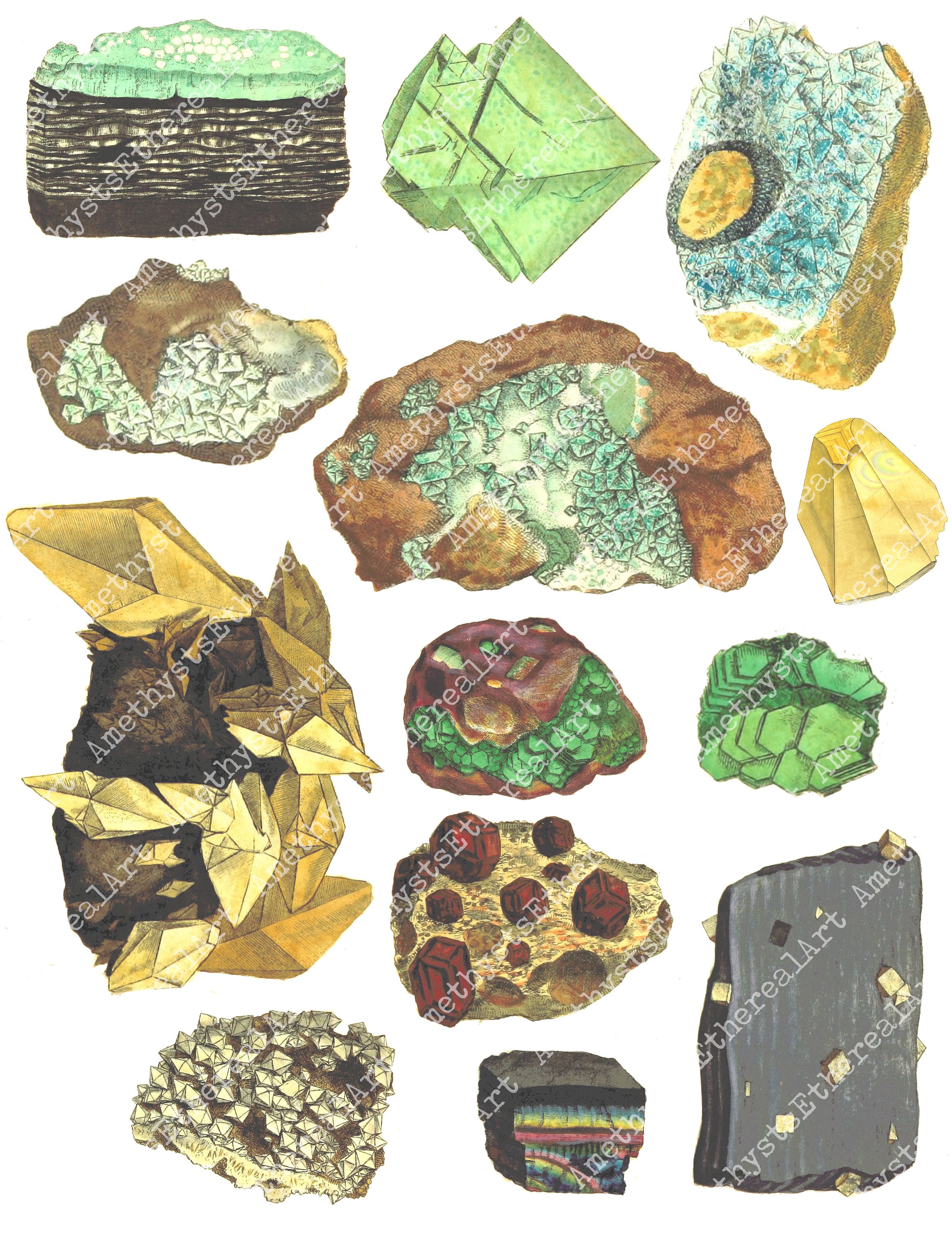 Geology Rocks Pack Digital Collage Sheets PNG Printable Digital ...