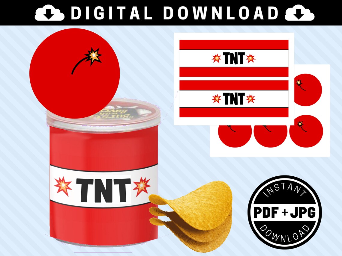 Gamer TNT 1.3 Oz Chip Printable Labels [INSTANT DOWNLOAD] - 1.3 Oz / 37 ...