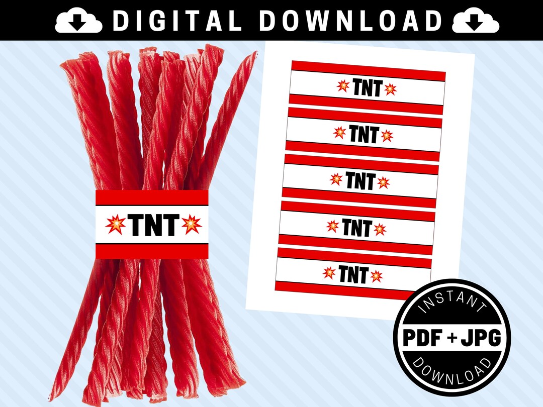 Gamer TNT Twizzler Wrappers INSTANT DOWNLOAD Video Game Party Birthday ...