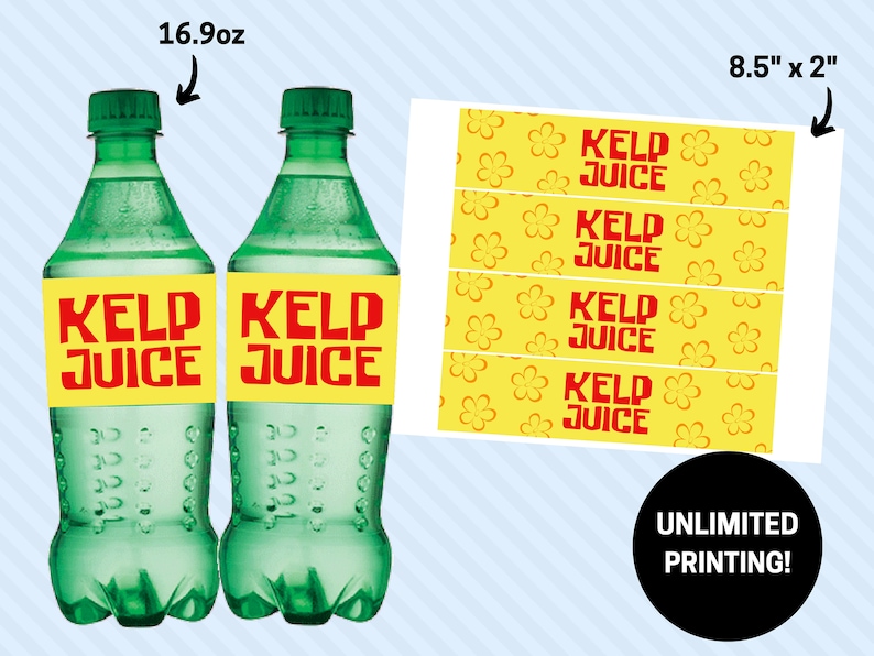 Kelp Juice 16.9oz 500 Ml Printable Bottle Labels [INSTANT DOWNLOAD ...