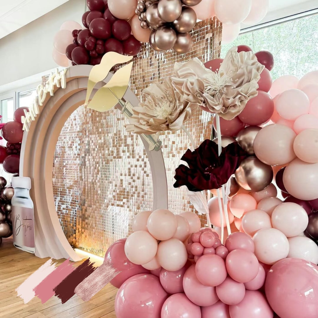 100pcs+ Burgundy Red Salsa Pink Balloon Garland Arch DIY Kit for ...
