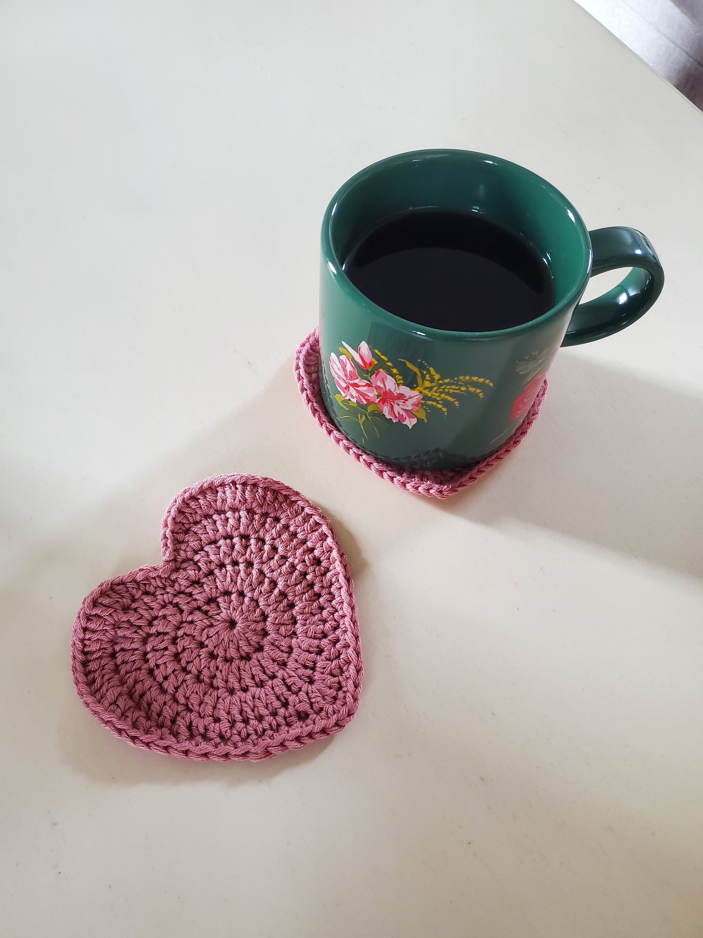 Crochet Heart Shaped Coasters set of 2 - Etsy
