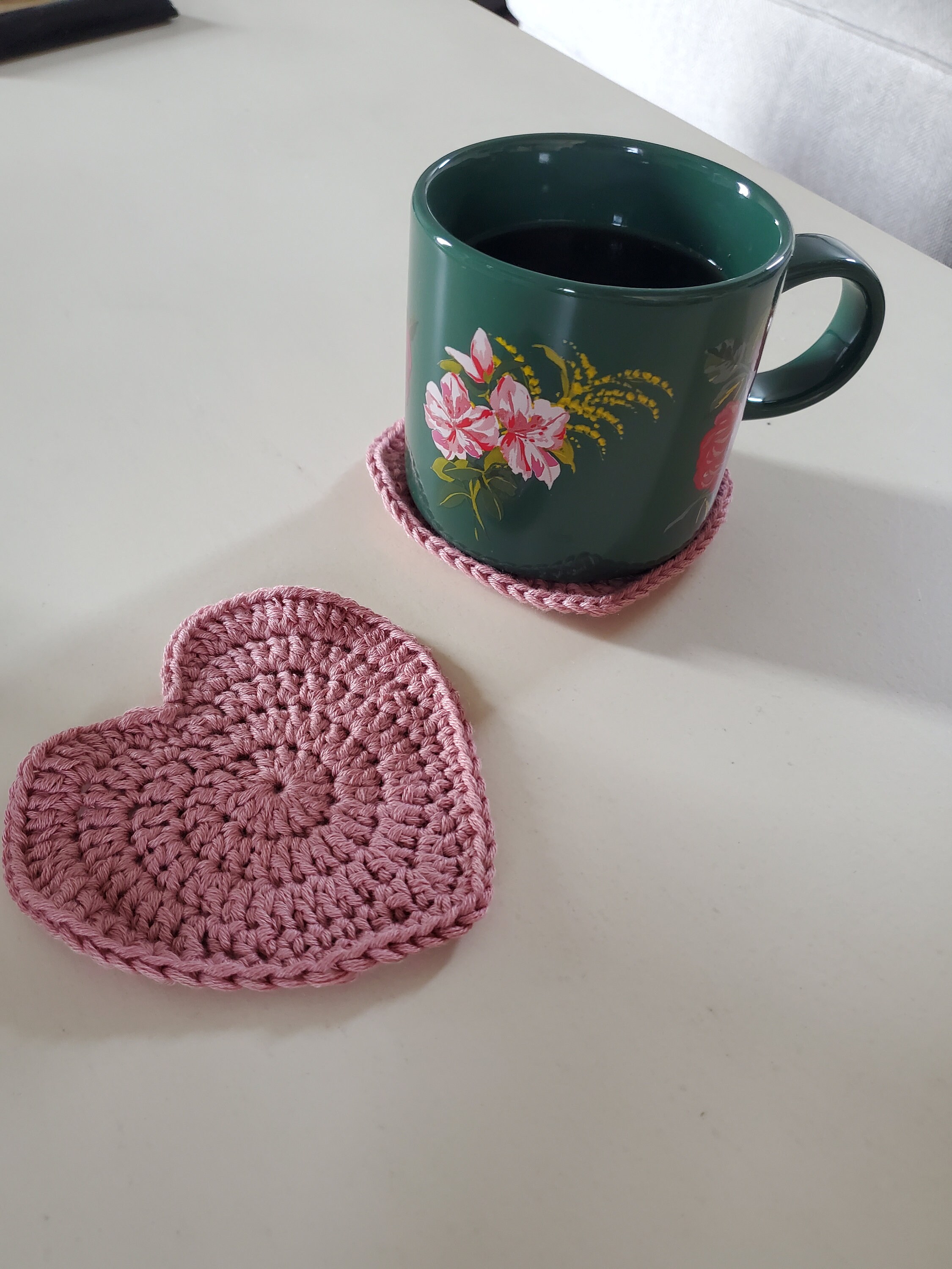 Crochet Heart Shaped Coasters set of 2 - Etsy