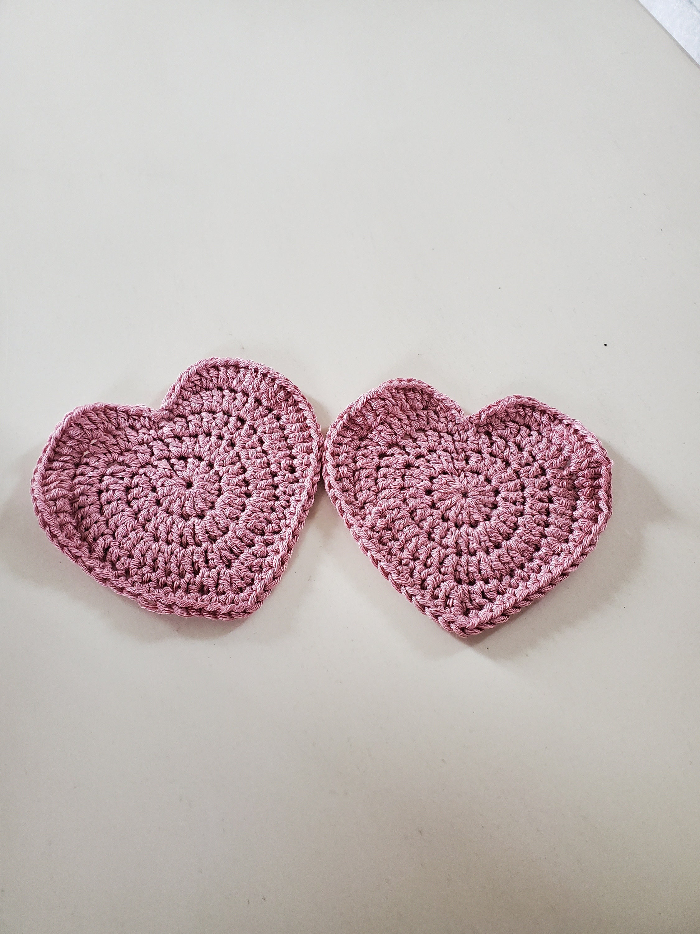 Crochet Heart Shaped Coasters set of 2 - Etsy