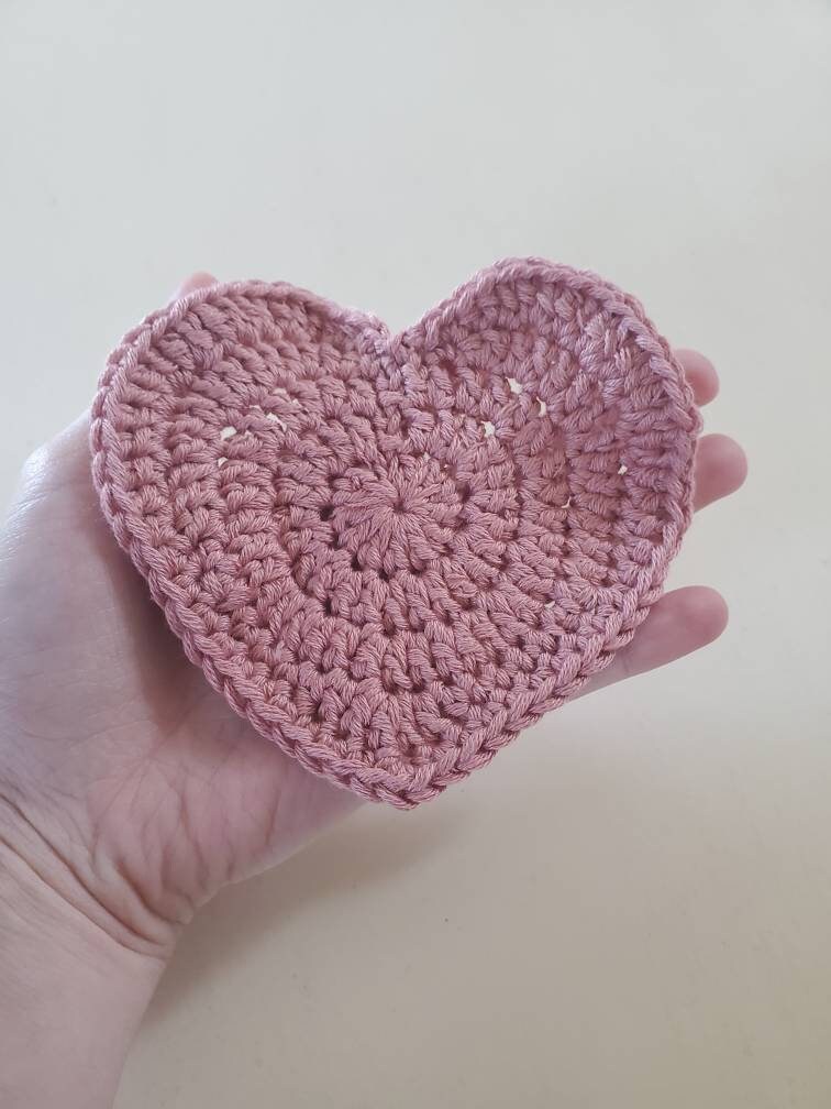 Crochet Heart Shaped Coasters set of 2 - Etsy