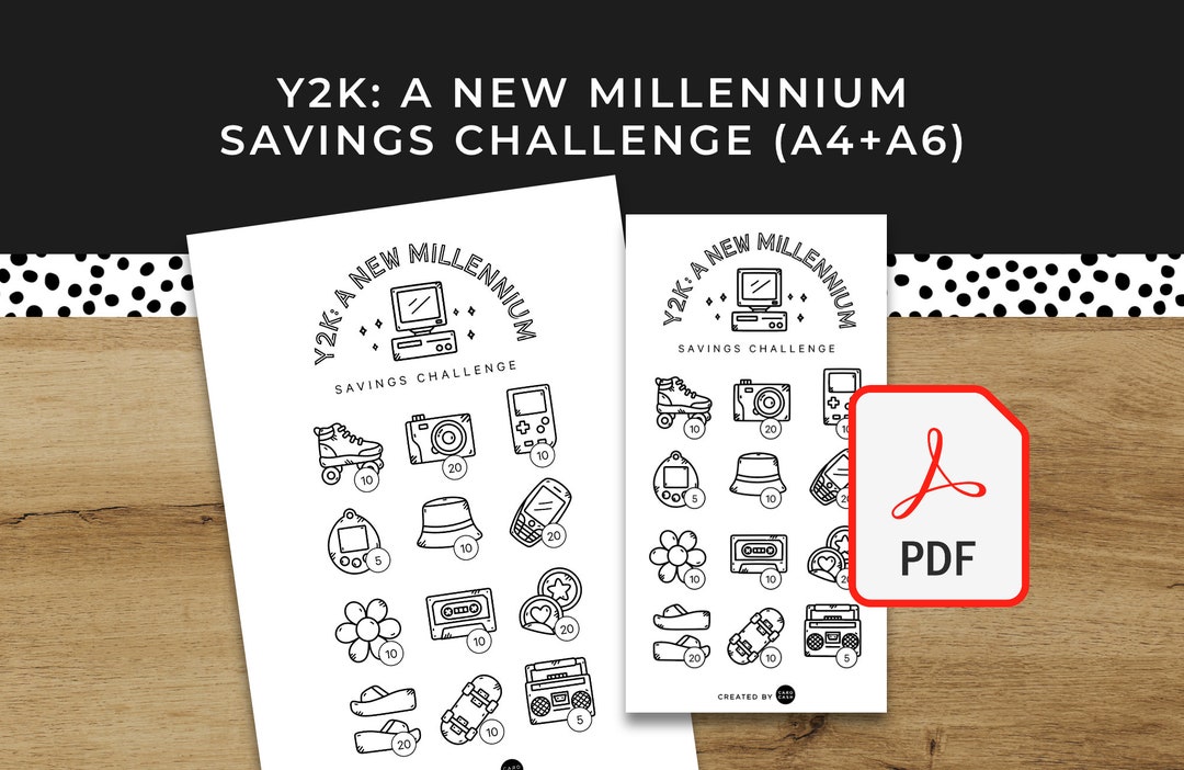 Y2K A New Millennium Savings Challenge - A6 + A4 Printable PDF ...