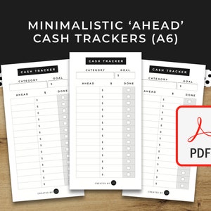 Minimalistic AHEAD/CHECKLIST Cash Trackers Printable PDF Downloadable ...