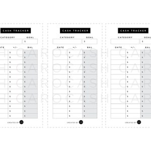 Minimalistic Cash Trackers - Printable PDF Downloadable - Minimal ...