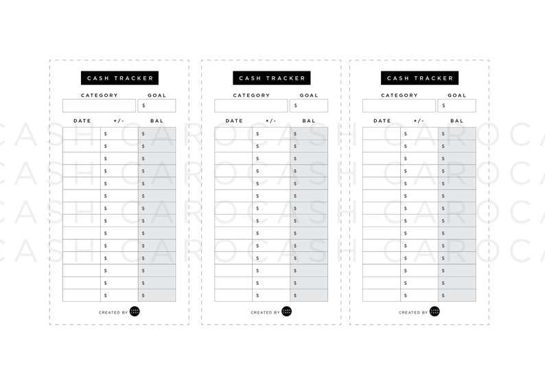 Minimalistic Cash Trackers Printable PDF Downloadable | Etsy