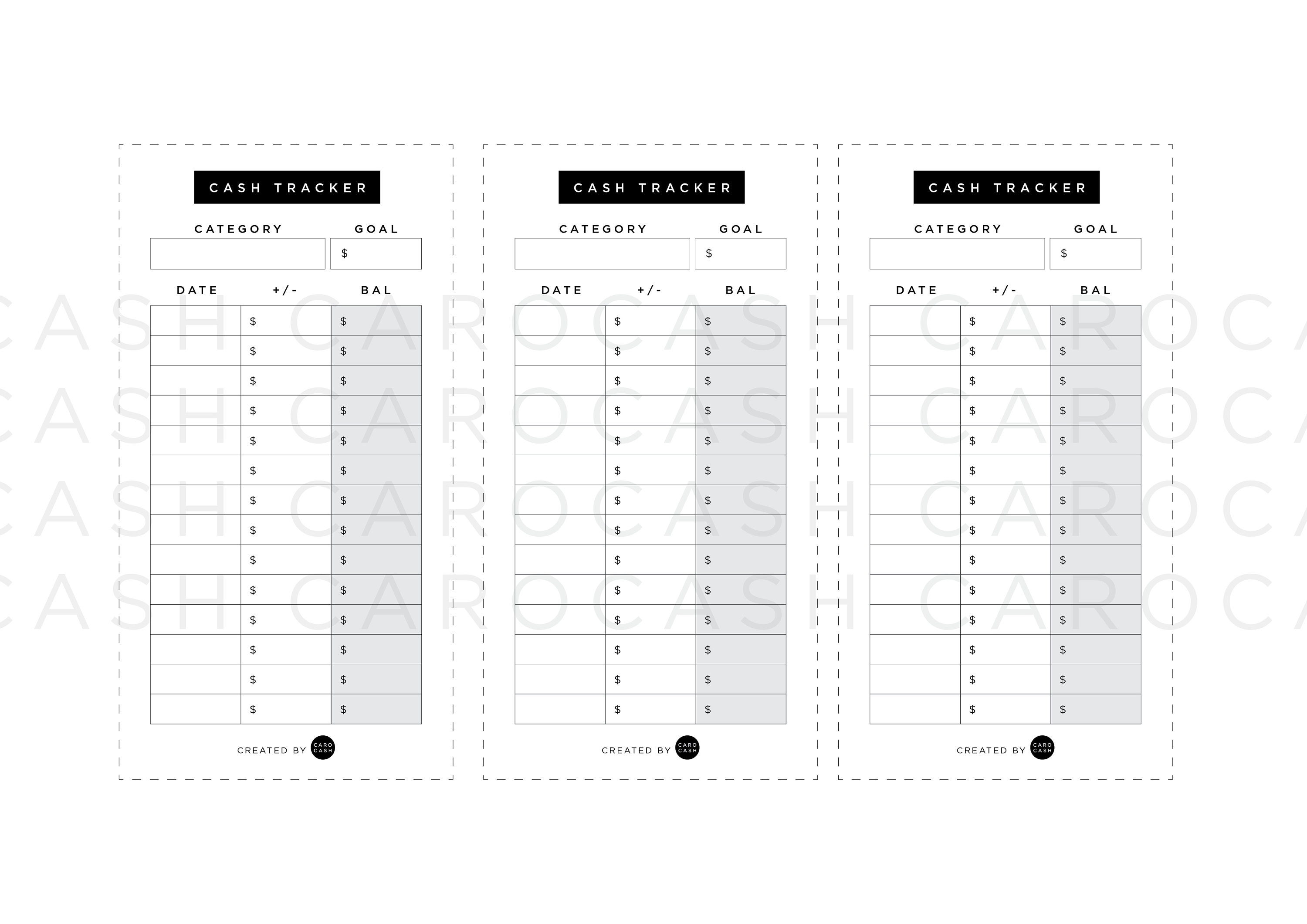 Minimalistic Cash Trackers Printable PDF Downloadable - Etsy