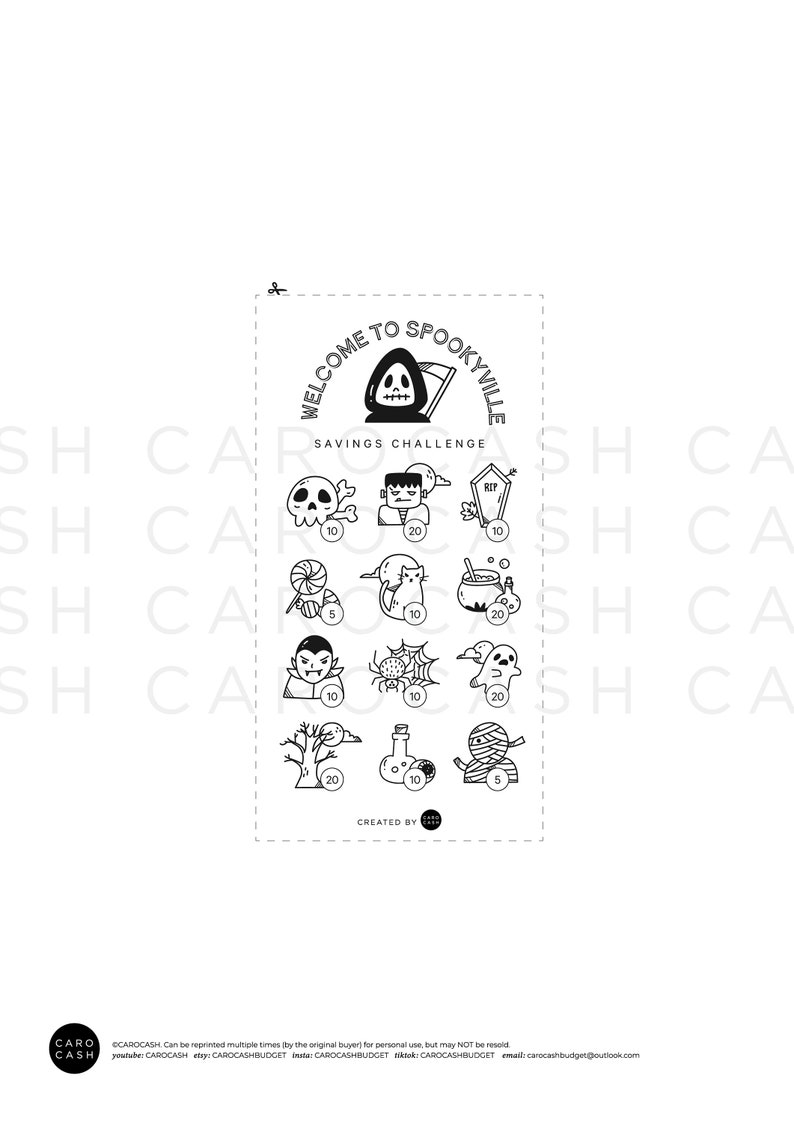 Welcome to Spookyville Savings Challenge - A6 + A4 Printable PDF ...