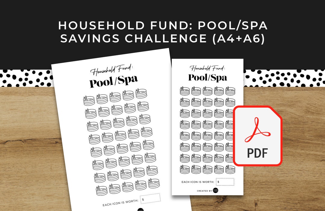Household Pool/spa Savings Challenge - A6 + A4 Printable PDF ...