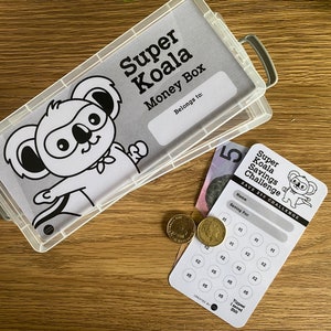 Kids/children "super Koala Savings" Box + Laminated Challenge Card ...