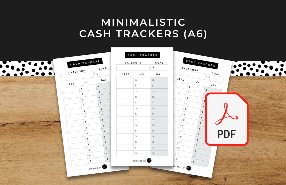 Minimalistic Cash Trackers Printable PDF Downloadable - Etsy