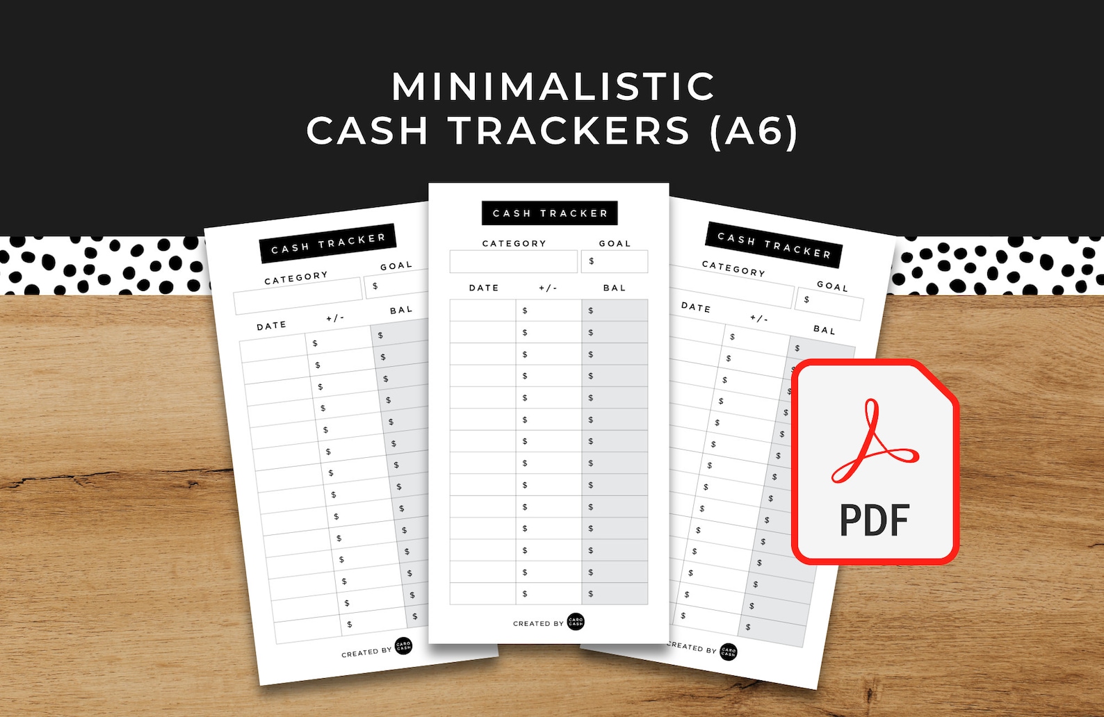 Minimalistic Cash Trackers Printable PDF Downloadable - Etsy