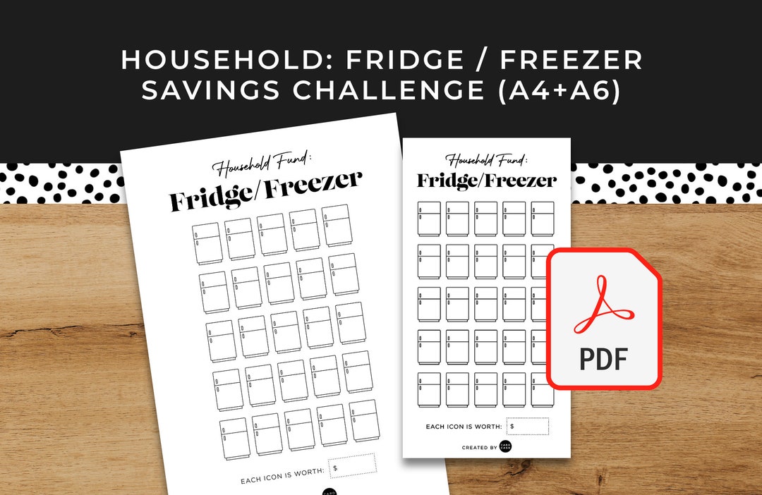Household Fridge / Freezer Savings Challenge - A6 + A4 Printable PDF ...