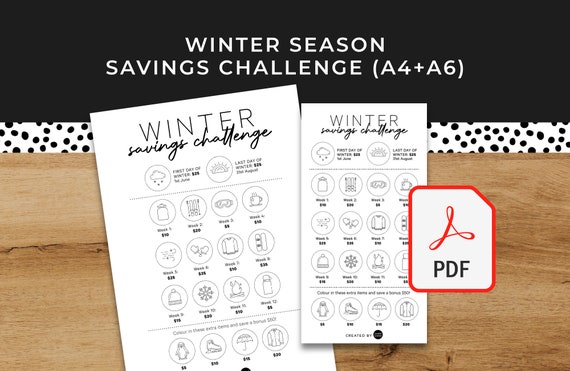 WINTER Savings Challenge Seasonal A6 A4 Printable PDF - Etsy Australia