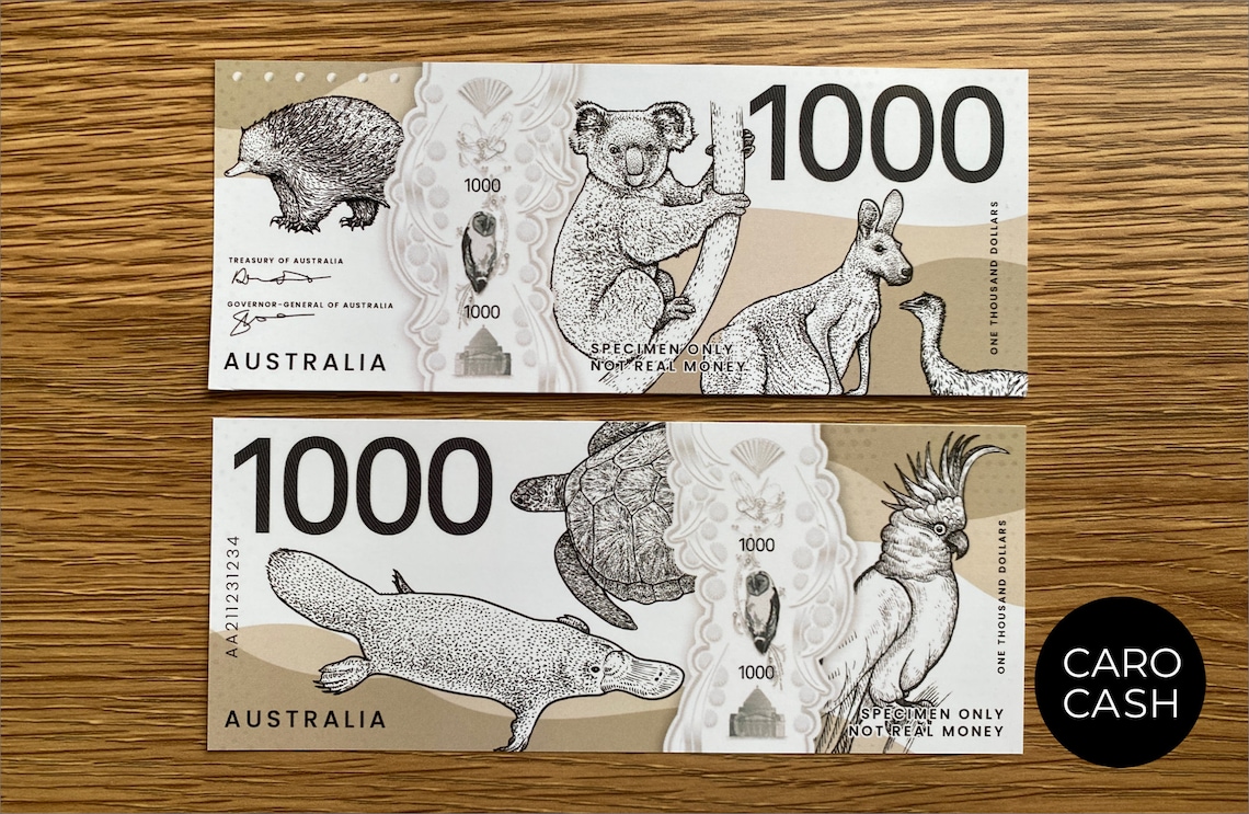 1K Australian Banknote Placeholders 1000 Dollars Aussie Fake | Etsy