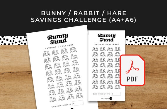 Bunny Rabbit Pet Savings Challenge A6 A4 Printable PDF | Etsy