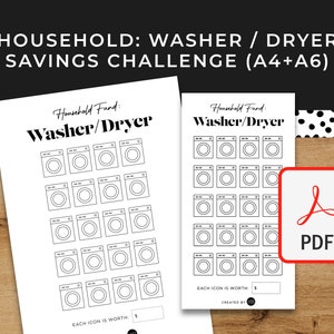 Household Washer/dryer (washing Machine) Savings Challenge - A6 + A4 ...