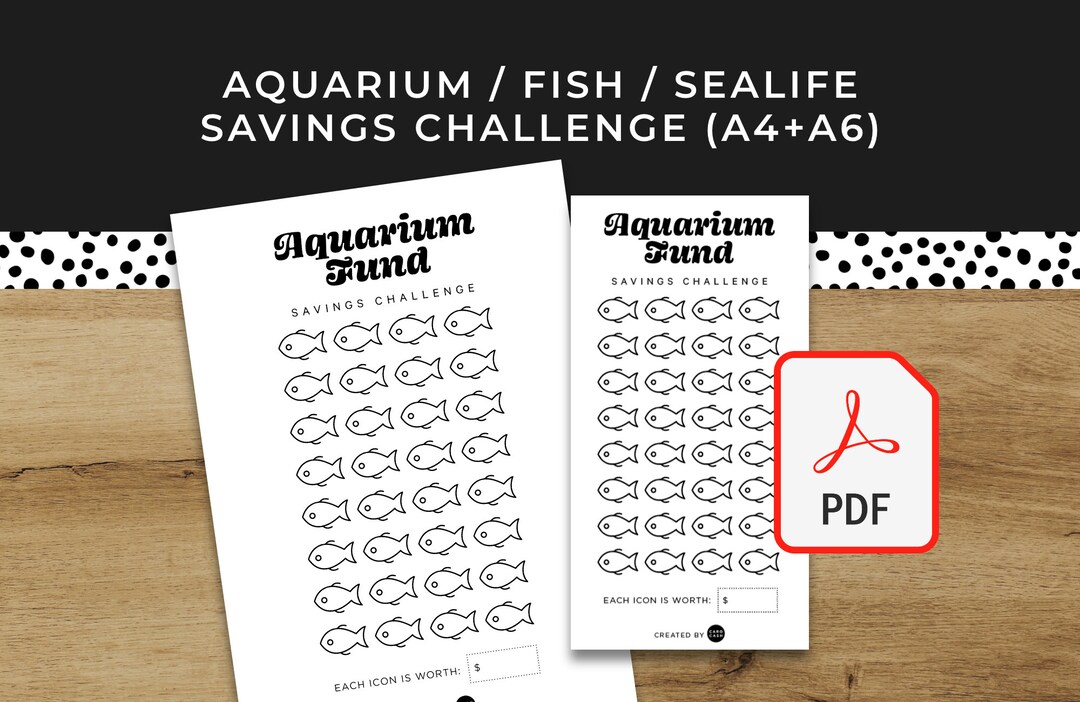 Aquarium Fish Pet Savings Challenge - A6 + A4 Printable PDF ...