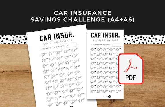 Car Insurance Savings Challenge A6 A4 Printable PDF - Etsy
