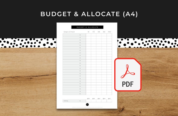 Budget & Allocation A4 Sheet Printable PDF Downloadable - Etsy