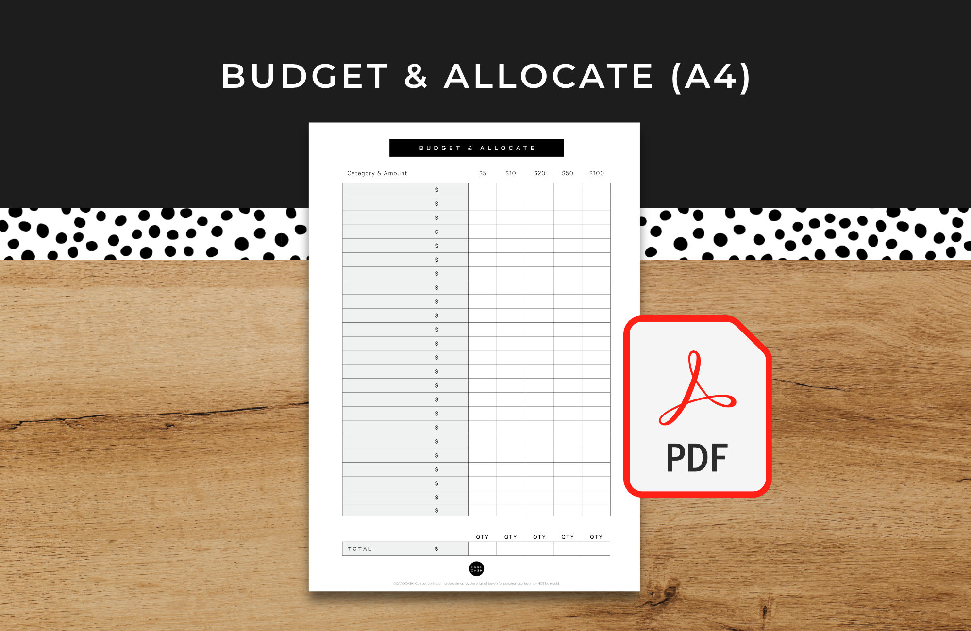 Budget & Allocation A4 Sheet Printable PDF Downloadable - Etsy Australia