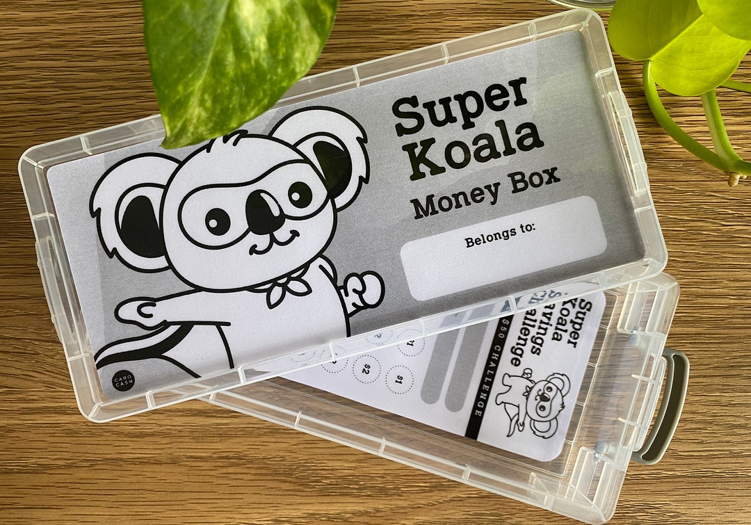Kids/children "super Koala Savings" Box + Laminated Challenge Card ...