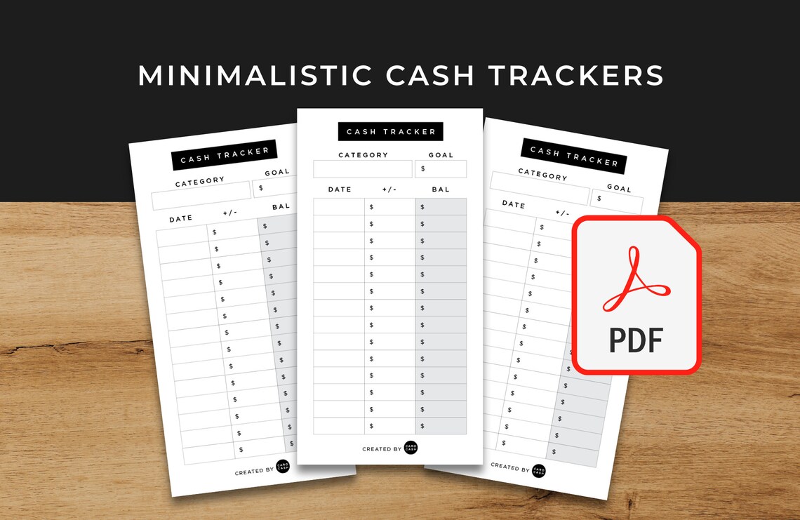 Minimalistic Cash Trackers Printable PDF Downloadable | Etsy