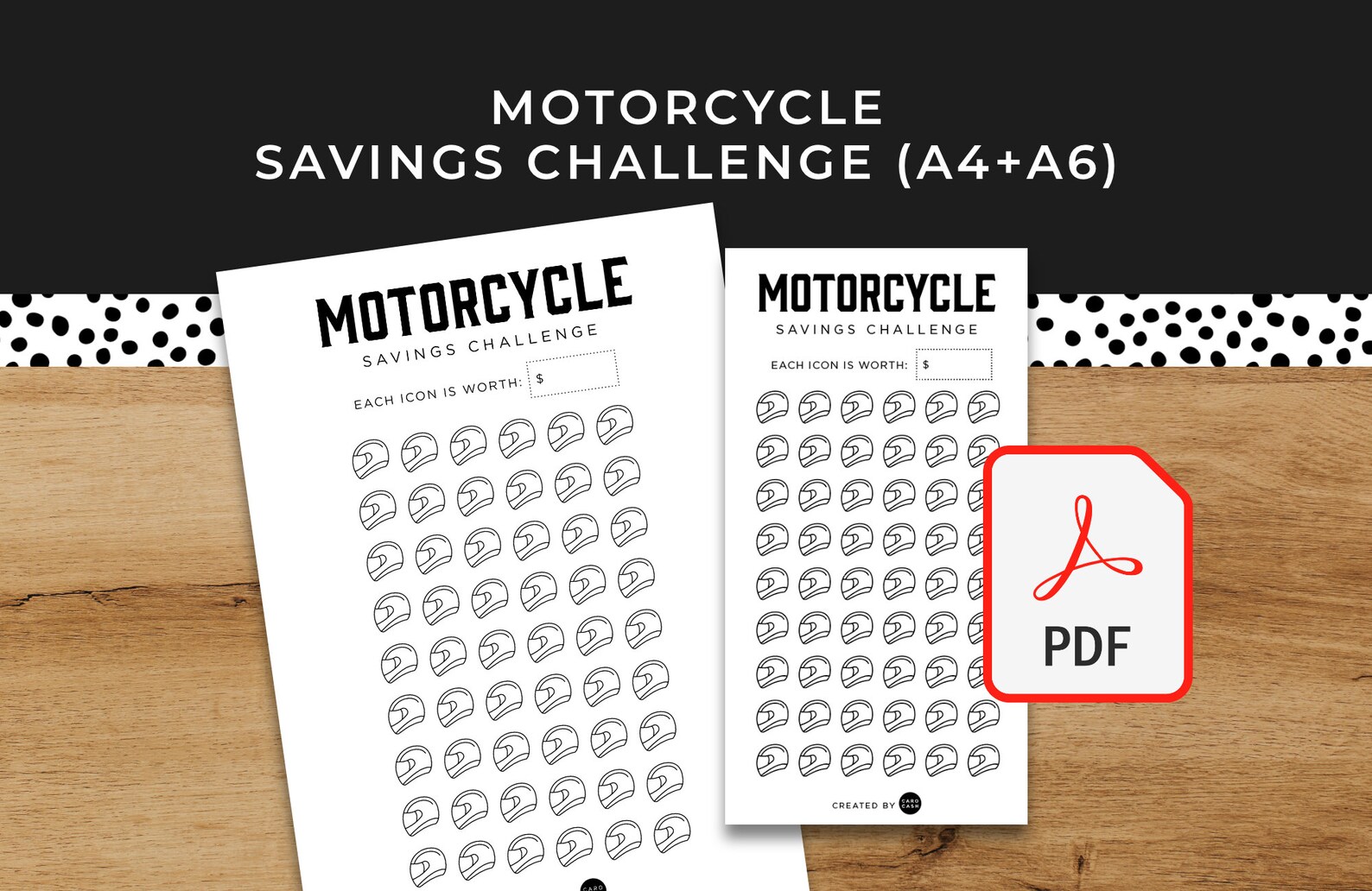 Motorcycle Savings Challenge - A6 + A4 Printable PDF Downloadable ...