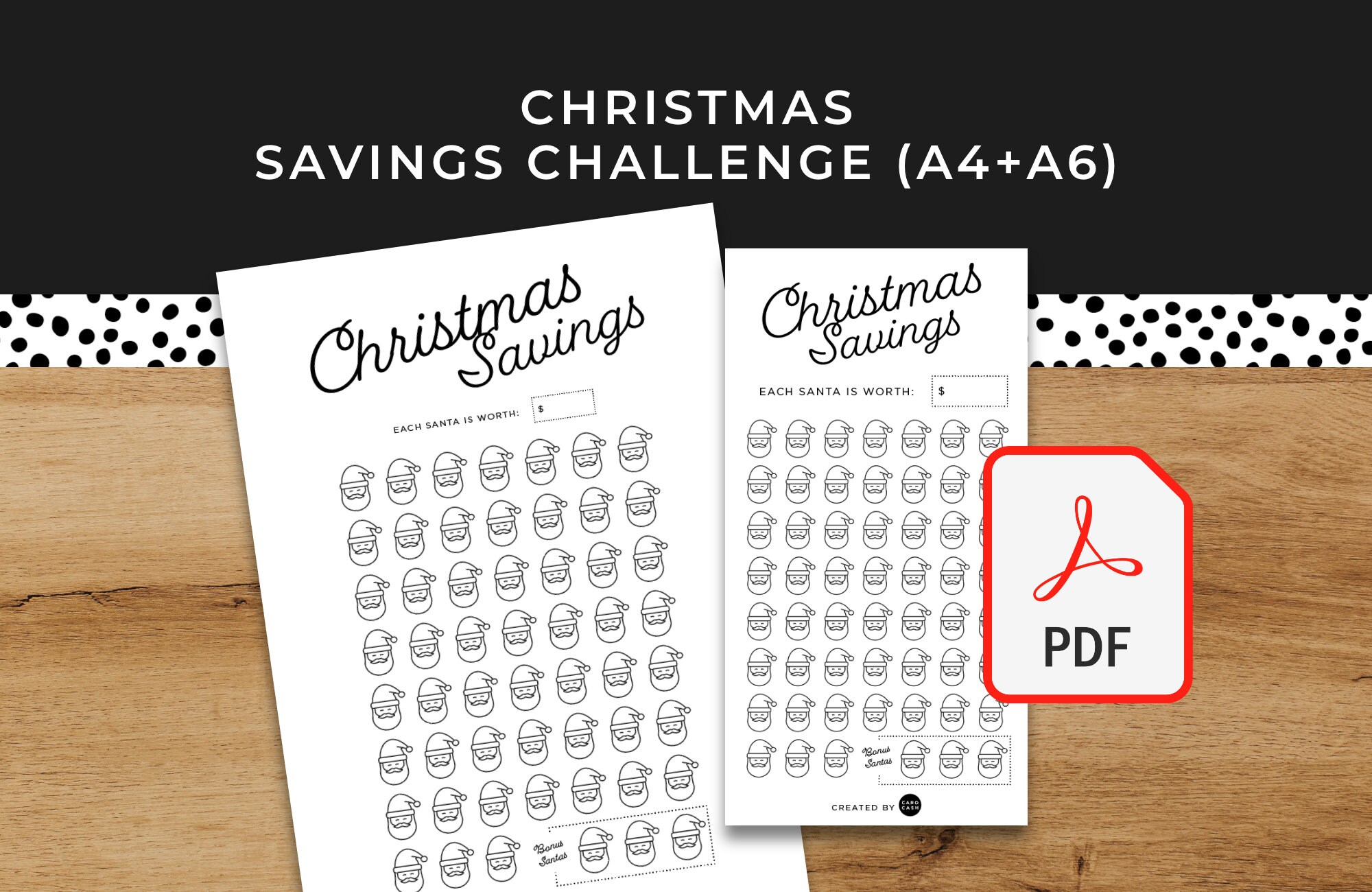 Christmas Santa Savings Challenge - A6 + A4 Printable PDF Downloadable ...