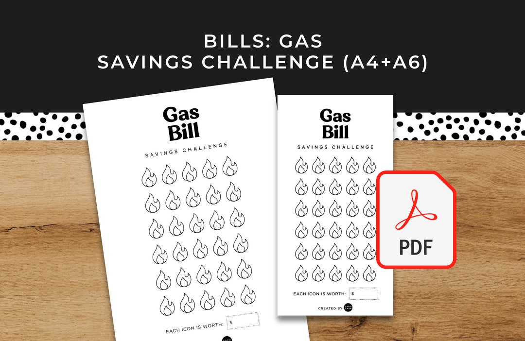 Gas Bill Savings Challenge - A6 + A4 Printable PDF Downloadable - Bills ...