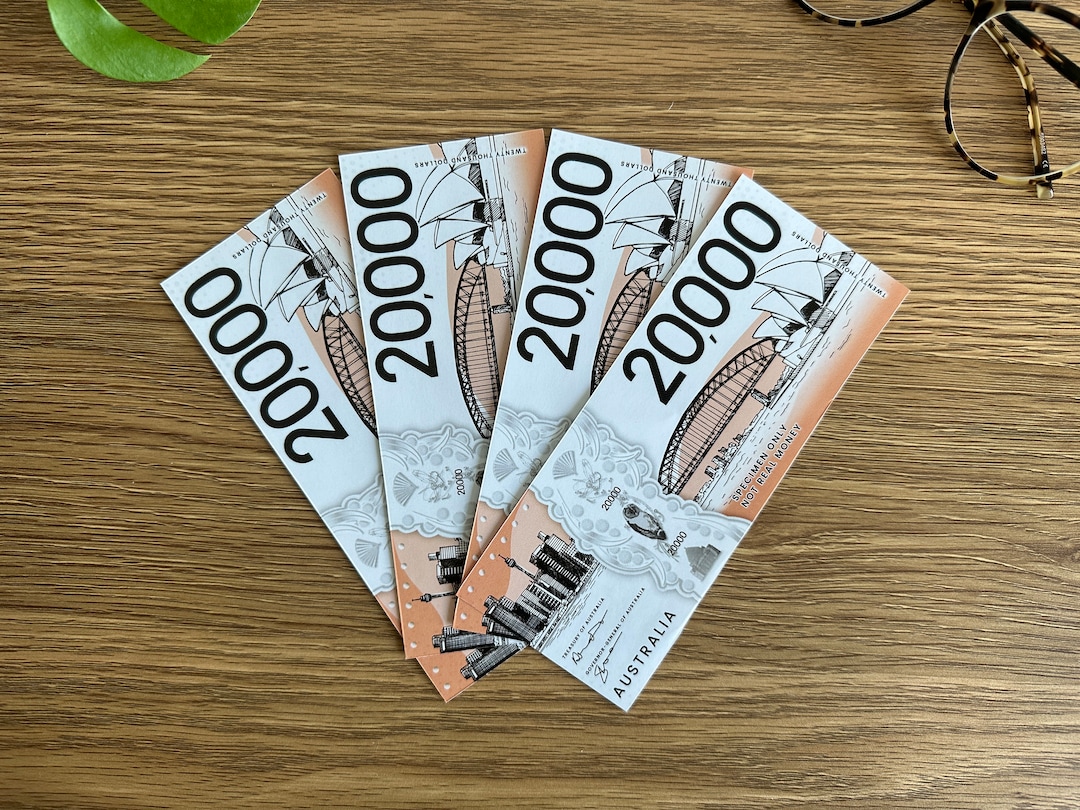 20K Australian Banknote Placeholders - 20,000 Dollars Aussie Fake Money ...