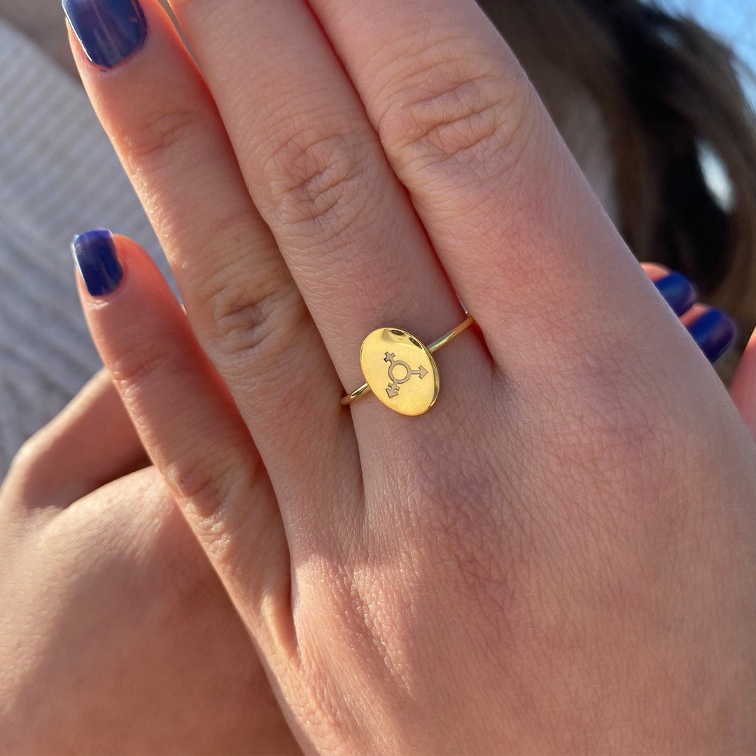18k Gold Filled Trans Pride Ring Transgender Lgbt Jewelry - Etsy