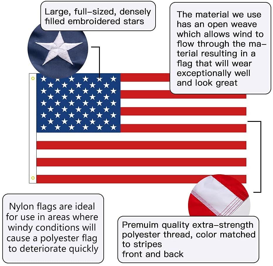 4x6 American Flag Heavy Duty Nylon USA Flags Embroidered - Etsy UK