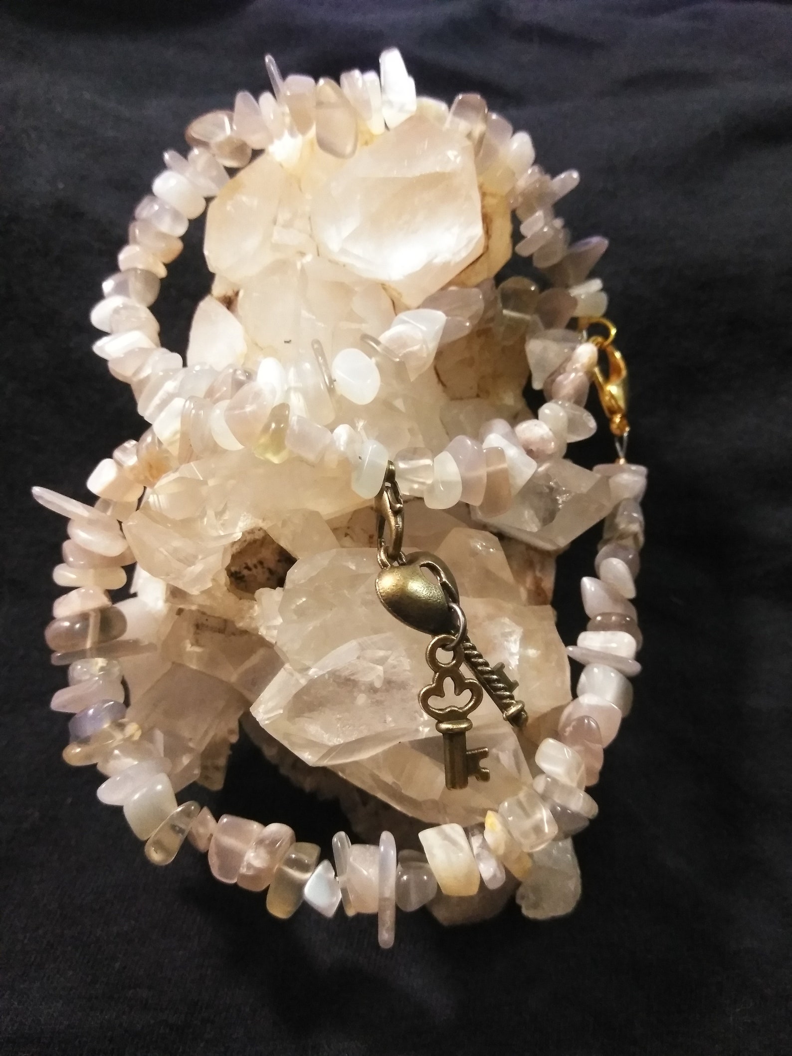 Moonstone Necklace With Offside Key Pendant - Etsy