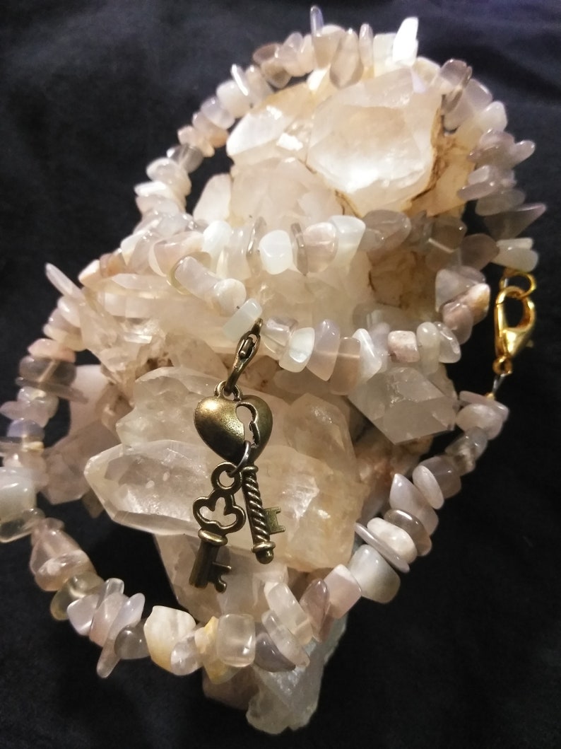 Moonstone Necklace With Offside Key Pendant - Etsy