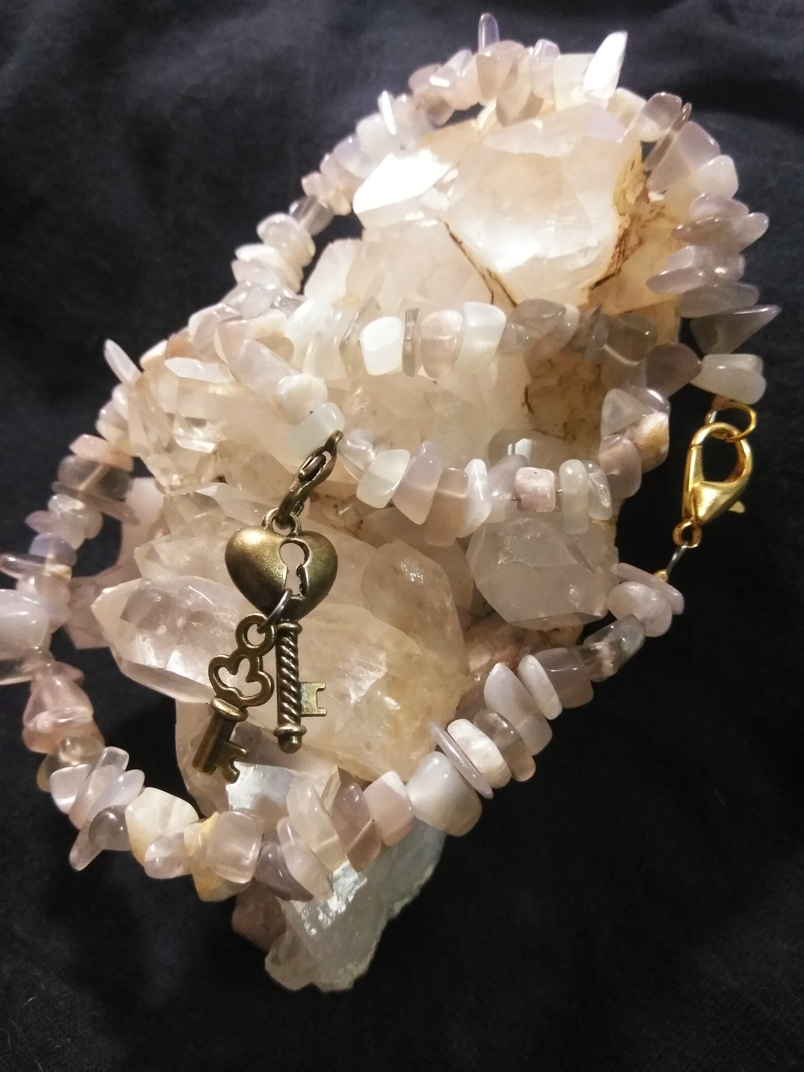 Moonstone Necklace With Offside Key Pendant - Etsy