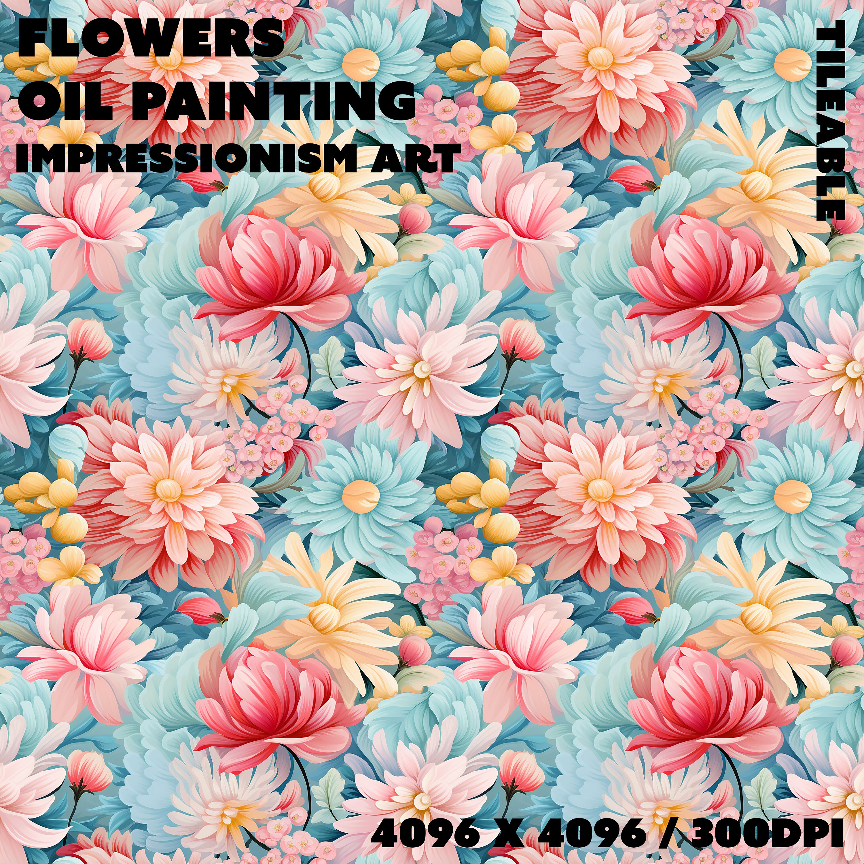 Tileable Seamless Textures of Impressionism Art Oil Painting Flowers ...