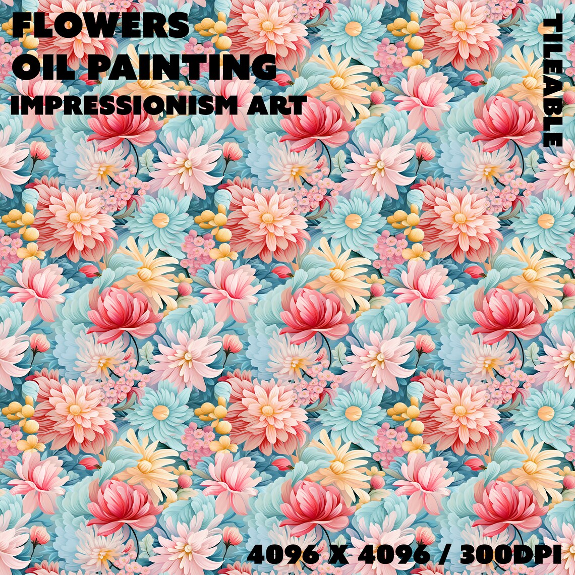 Tileable Seamless Textures of Impressionism Art Oil Painting Flowers ...
