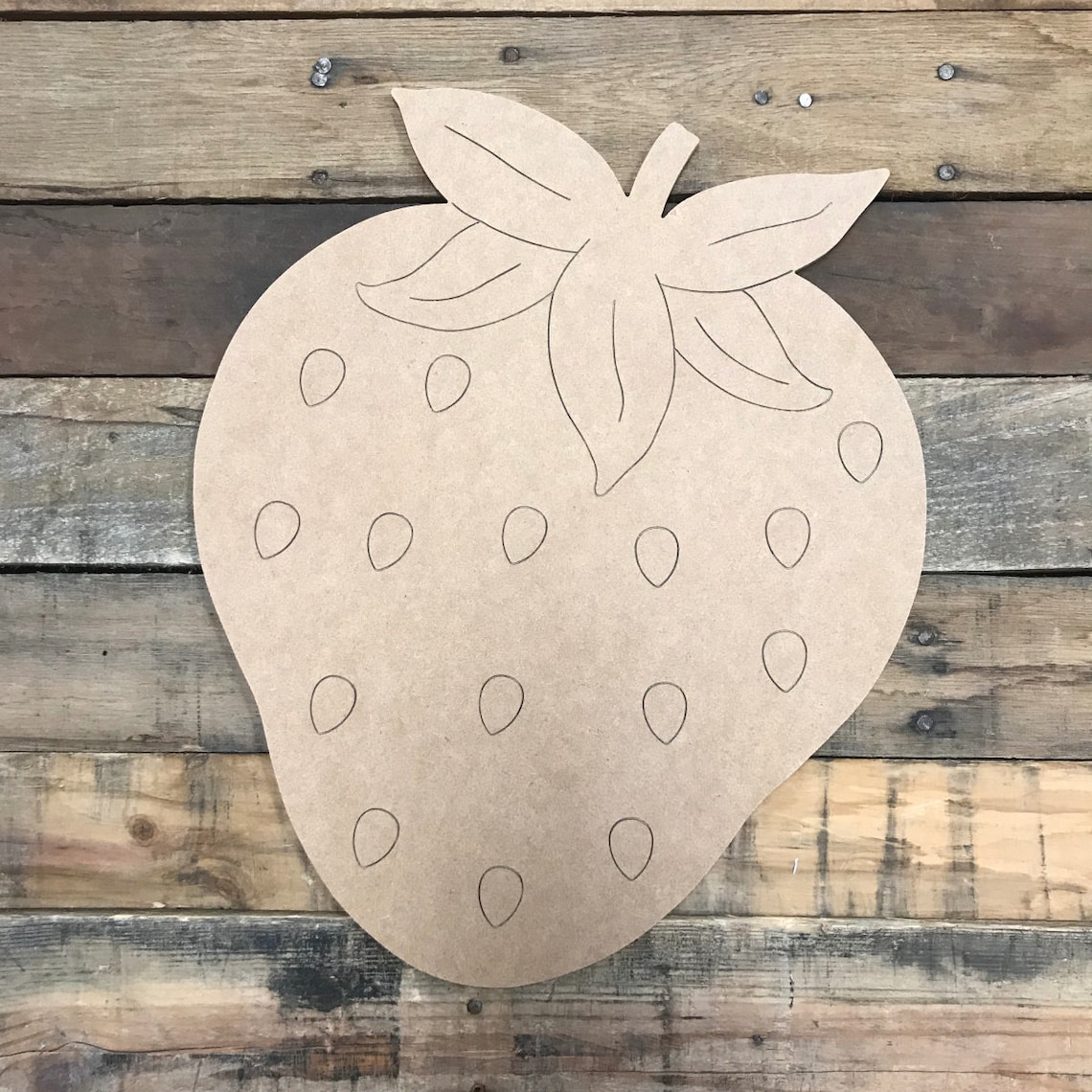 Strawberry, Summer Berry Fresh Fruit Strawberry Unfinished Wood Craft ...