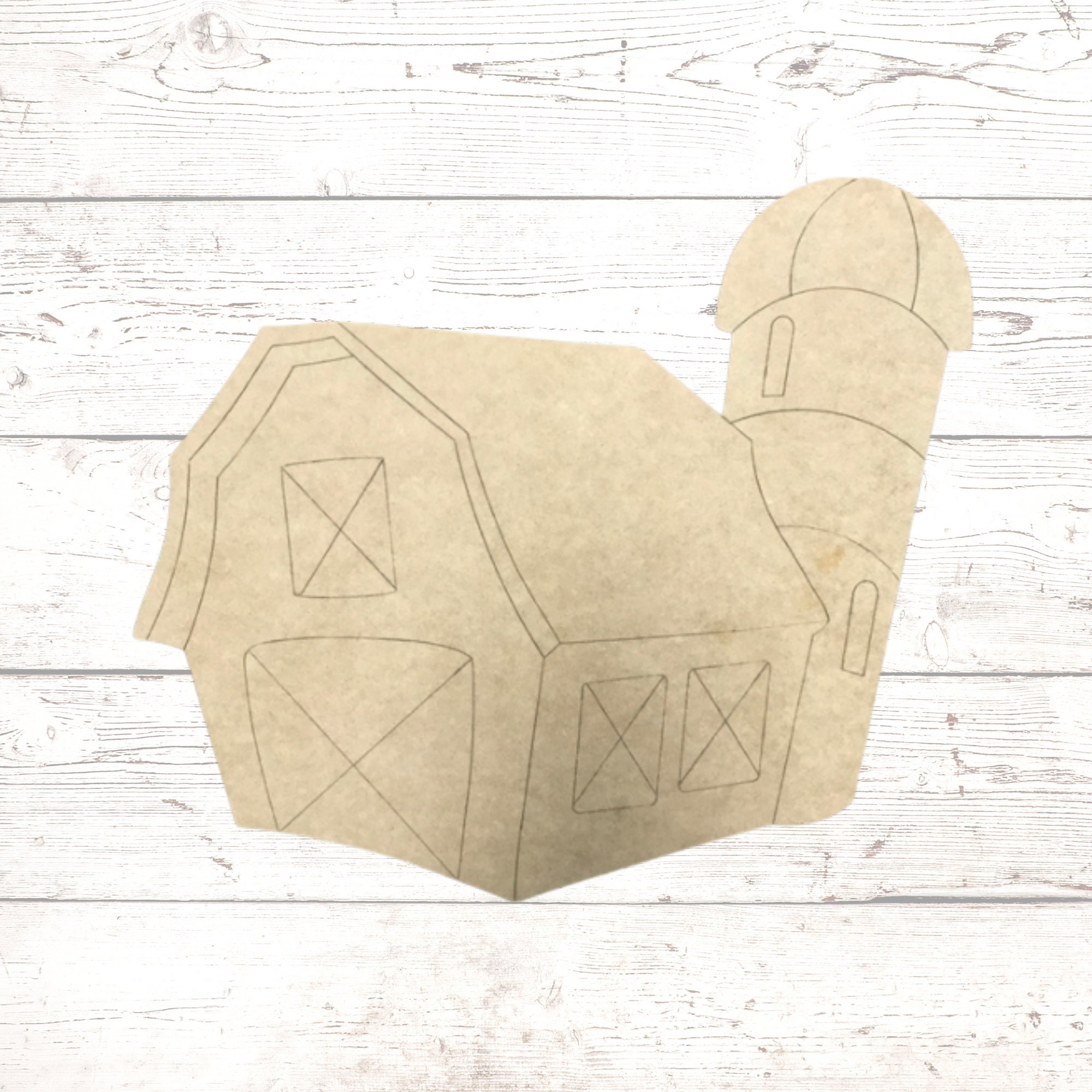 Barn With Silo Cutout, Farming Barn Wooden Cutout, Paint Party Wood ...