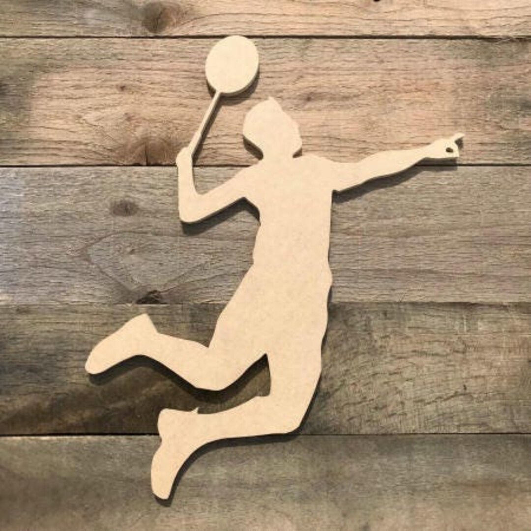 Badminton Tennis Player Wooden Unfinished, Shape, Paintable Tennis ...