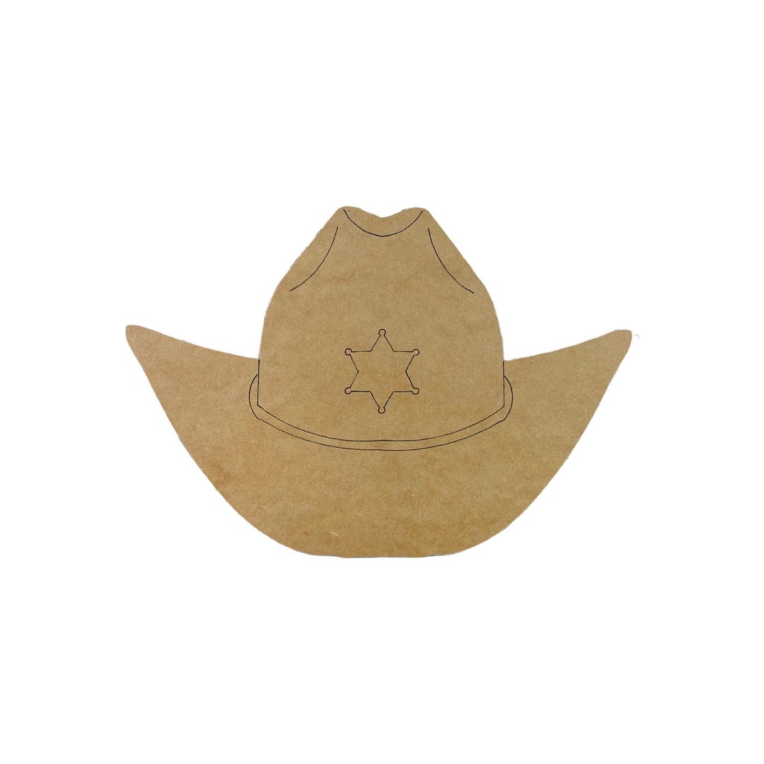 Sheriffs Hat, Kids Shape Unfinished Wood Cutout, Paint by Line BAC, - Etsy